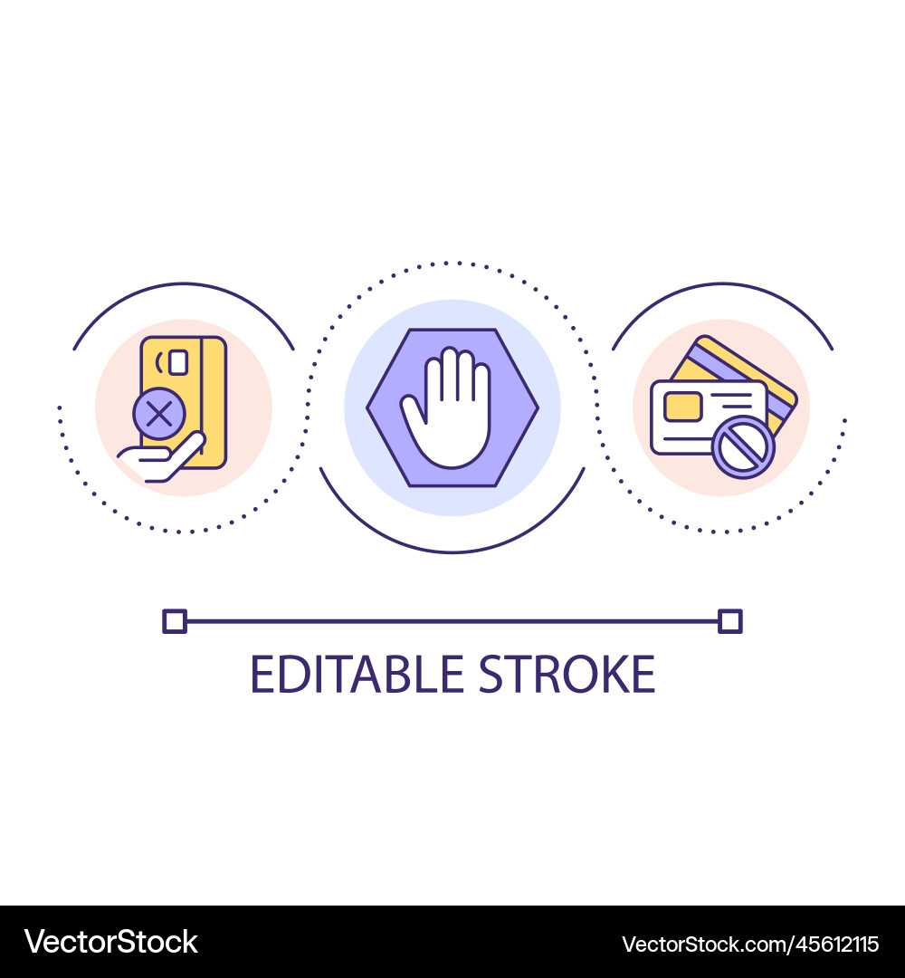 Refusal of credit cards loop concept icon Vector Image