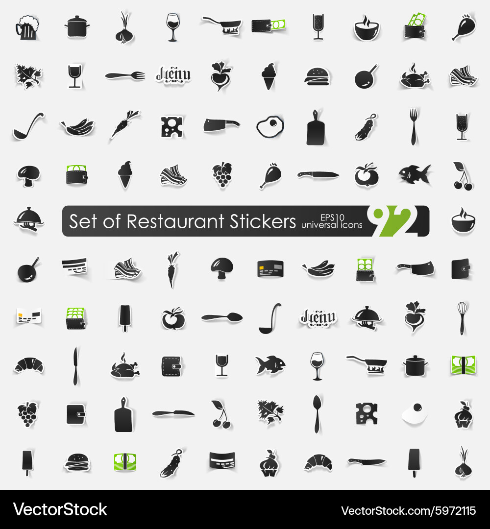 Set of restaurant stickers Royalty Free Vector Image