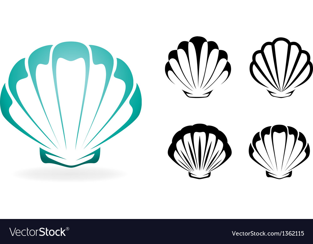 Shell collection - silhouette Royalty Free Vector Image