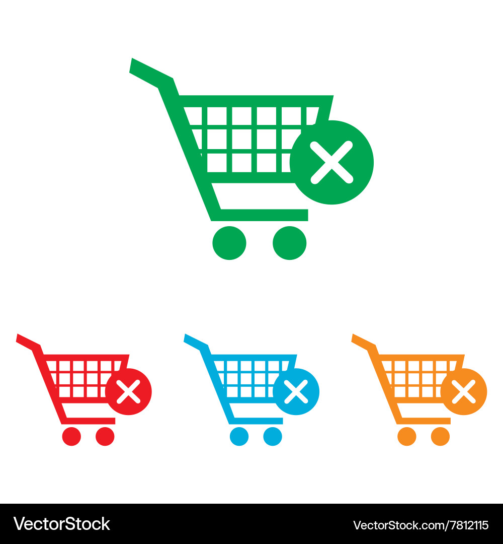 Shopping cart and x mark icon Royalty Free Vector Image