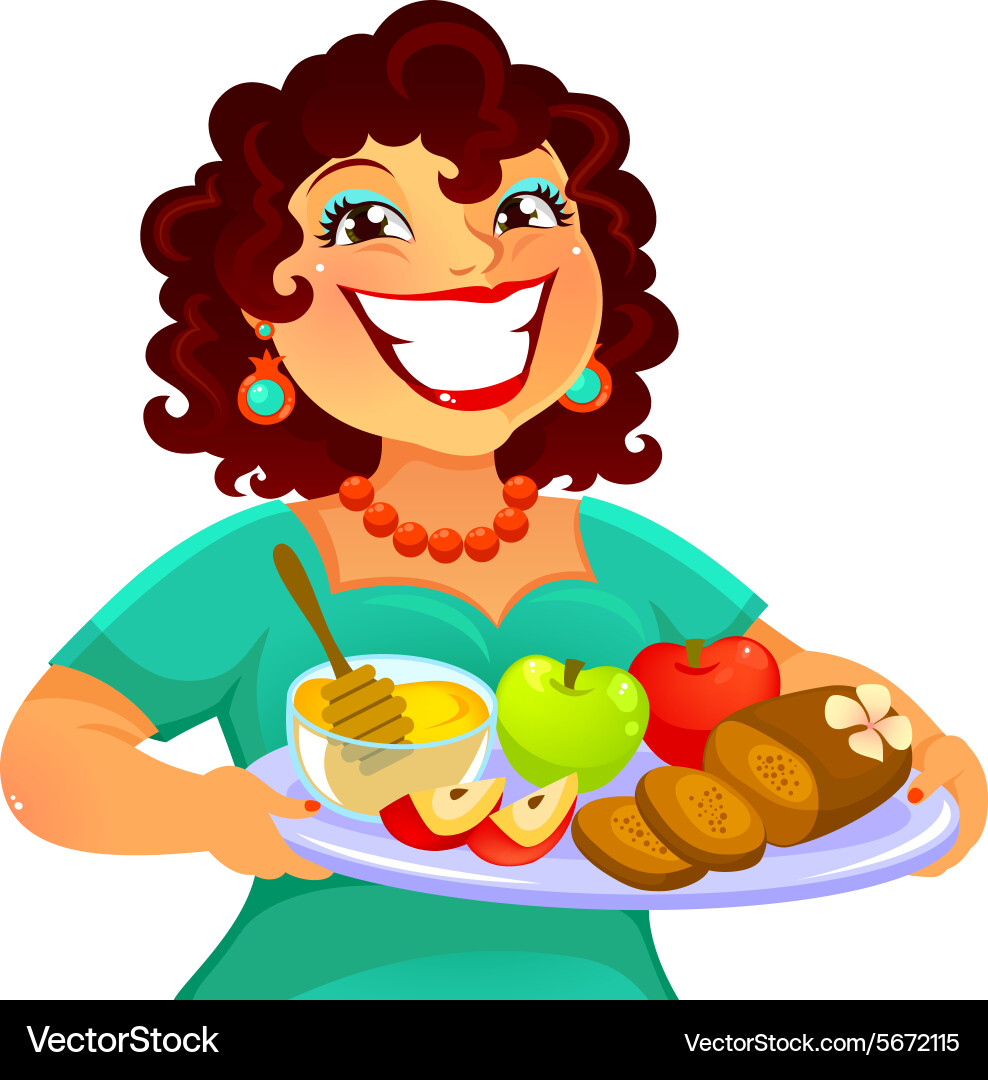Woman celebrating rosh hashanah Royalty Free Vector Image