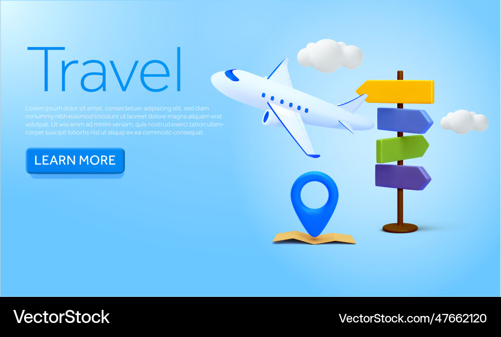 3d airplane with map marker or pin icon street Vector Image