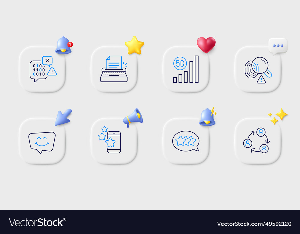 Binary code 5g wifi and best app line icons Vector Image