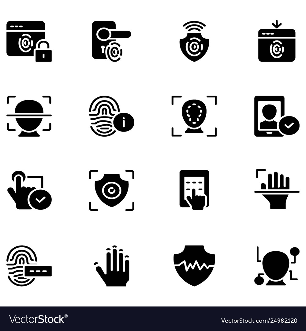 Biometric glyph icons Royalty Free Vector Image Biometric glyph icons Royalty Free Vector Image