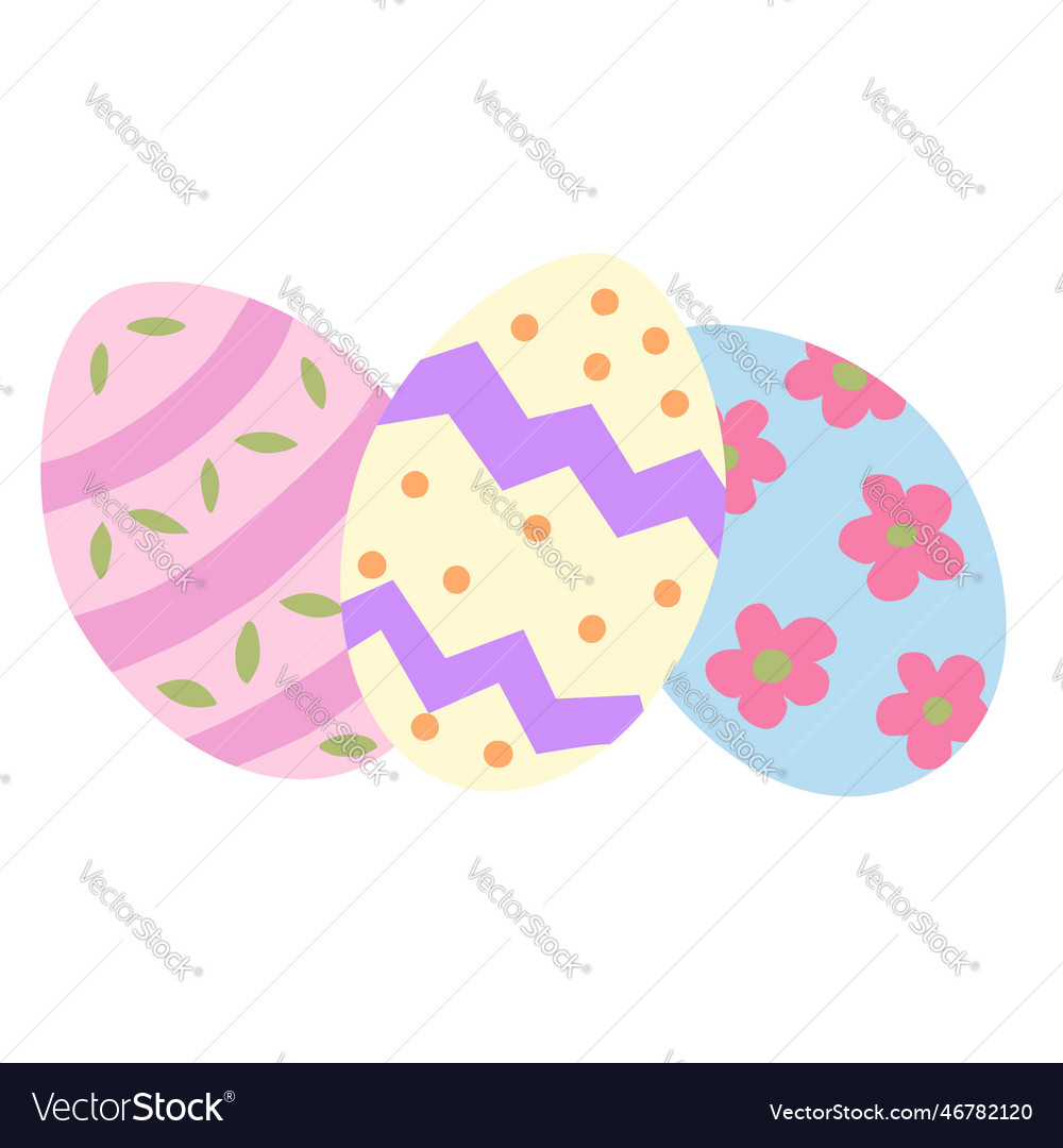 Colourful easter eggs doodle style Royalty Free Vector Image