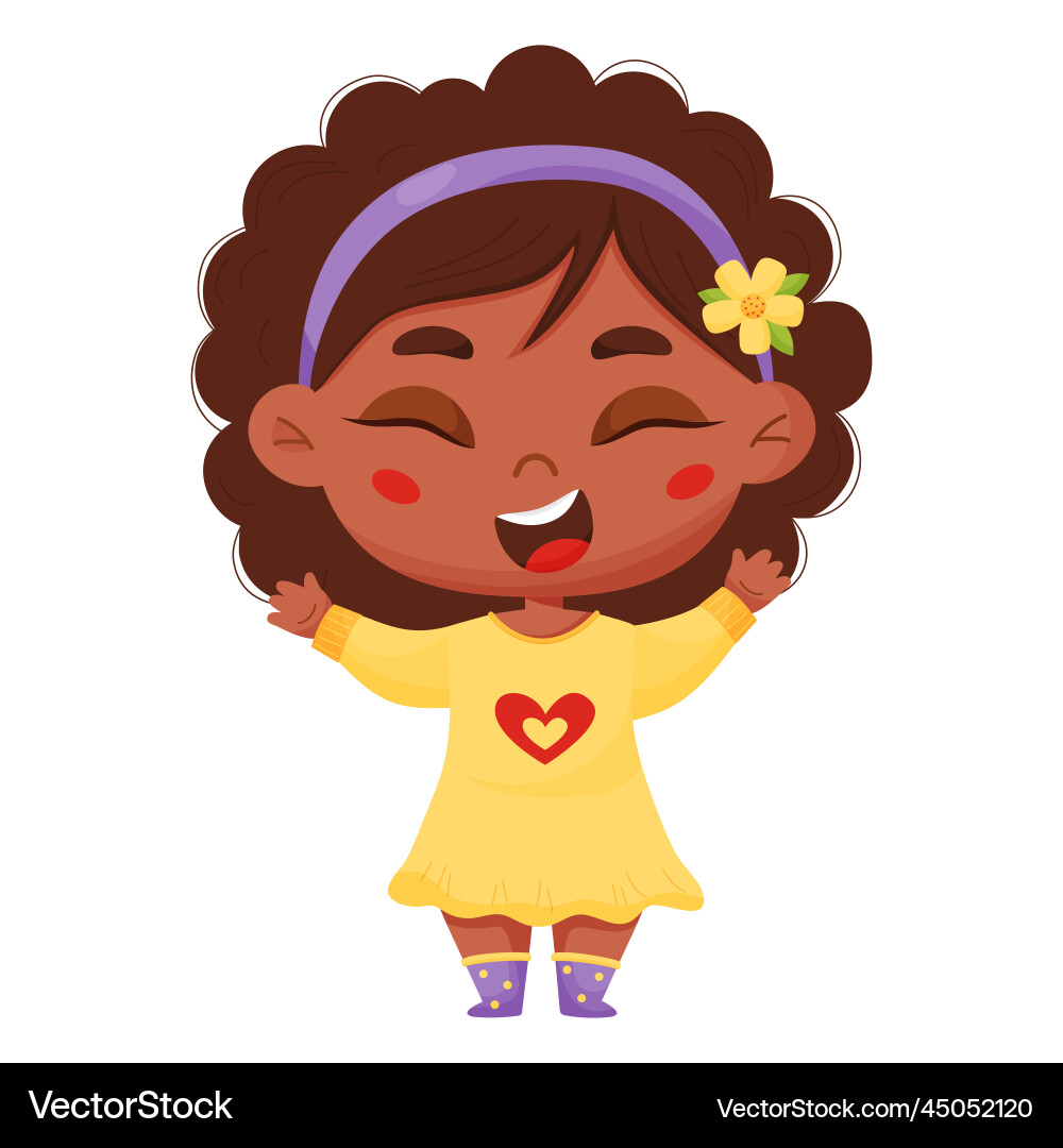 Dark-skinned happy joyful girl emotion Royalty Free Vector