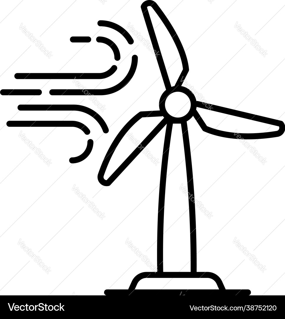 Eco wind turbine icon outline style Royalty Free Vector