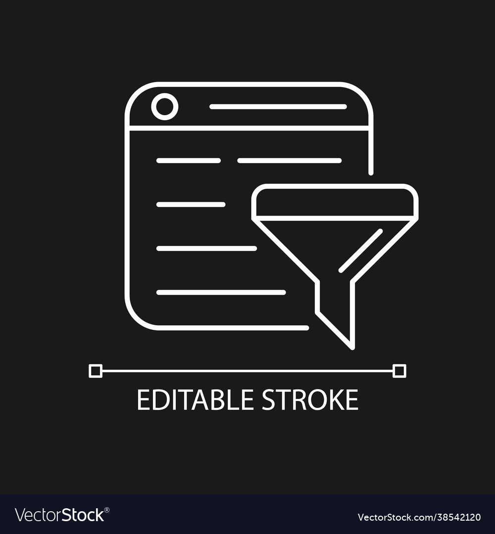 Filter bubble white linear icon for dark theme Vector Image