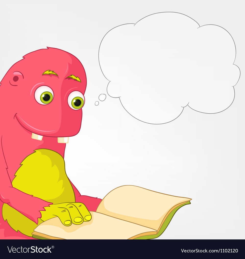 Funny monster reading Royalty Free Vector Image