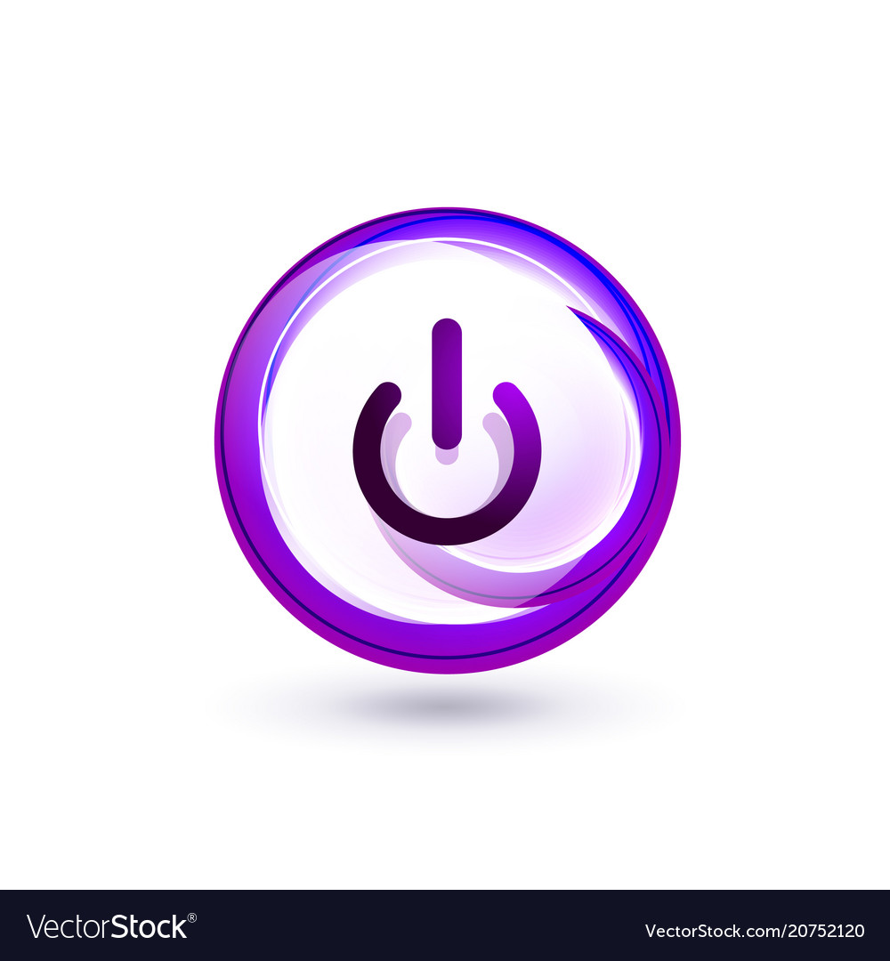 Glass transparent effect power start button Vector Image