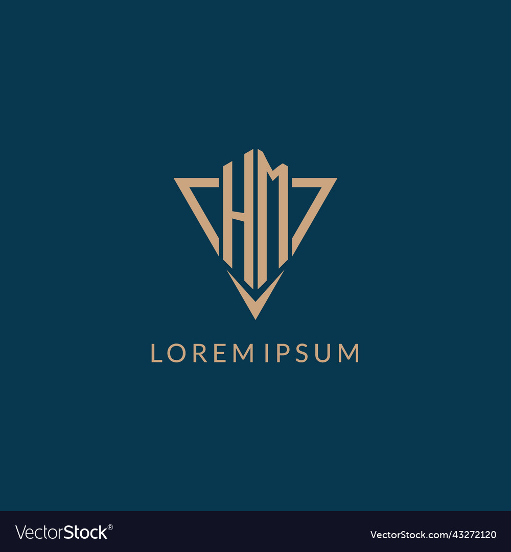 Hm logo initials triangle shape style creative Vector Image