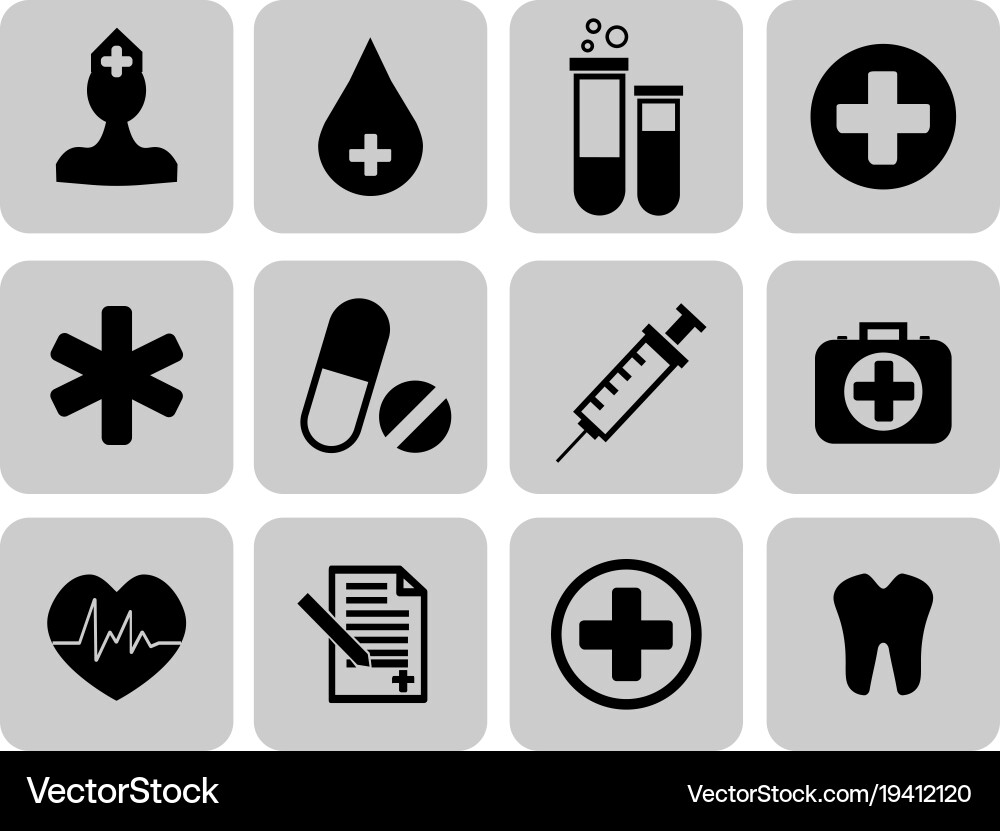Medical icons set first aid symbol Royalty Free Vector Image