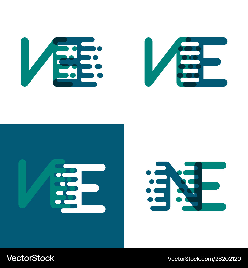 Ne letters logo with accent speed in green Vector Image