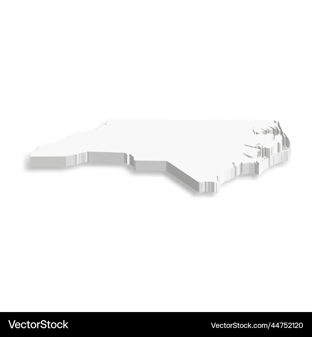North carolina us state 3d map Royalty Free Vector Image