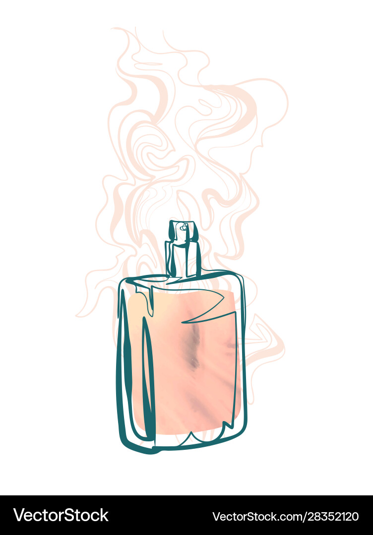 Perfume line art sketch outline isolated design Vector Image