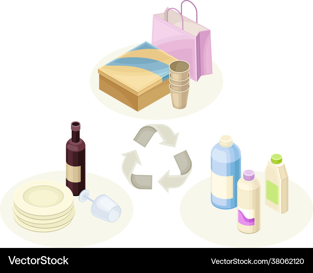 Recyclable materials and products as ecology Vector Image
