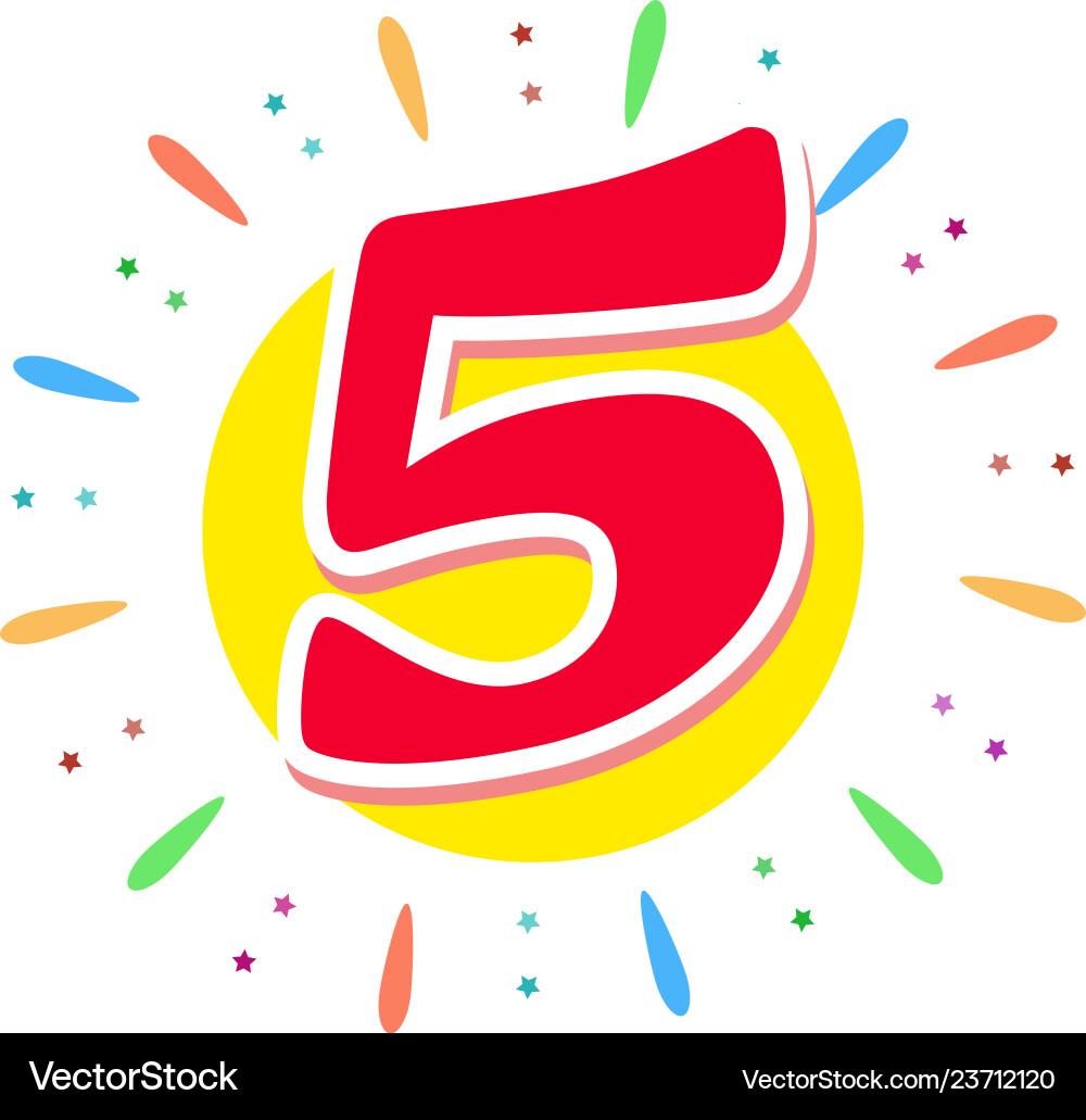 Red 5 in the middle of fireworks us five Vector Image