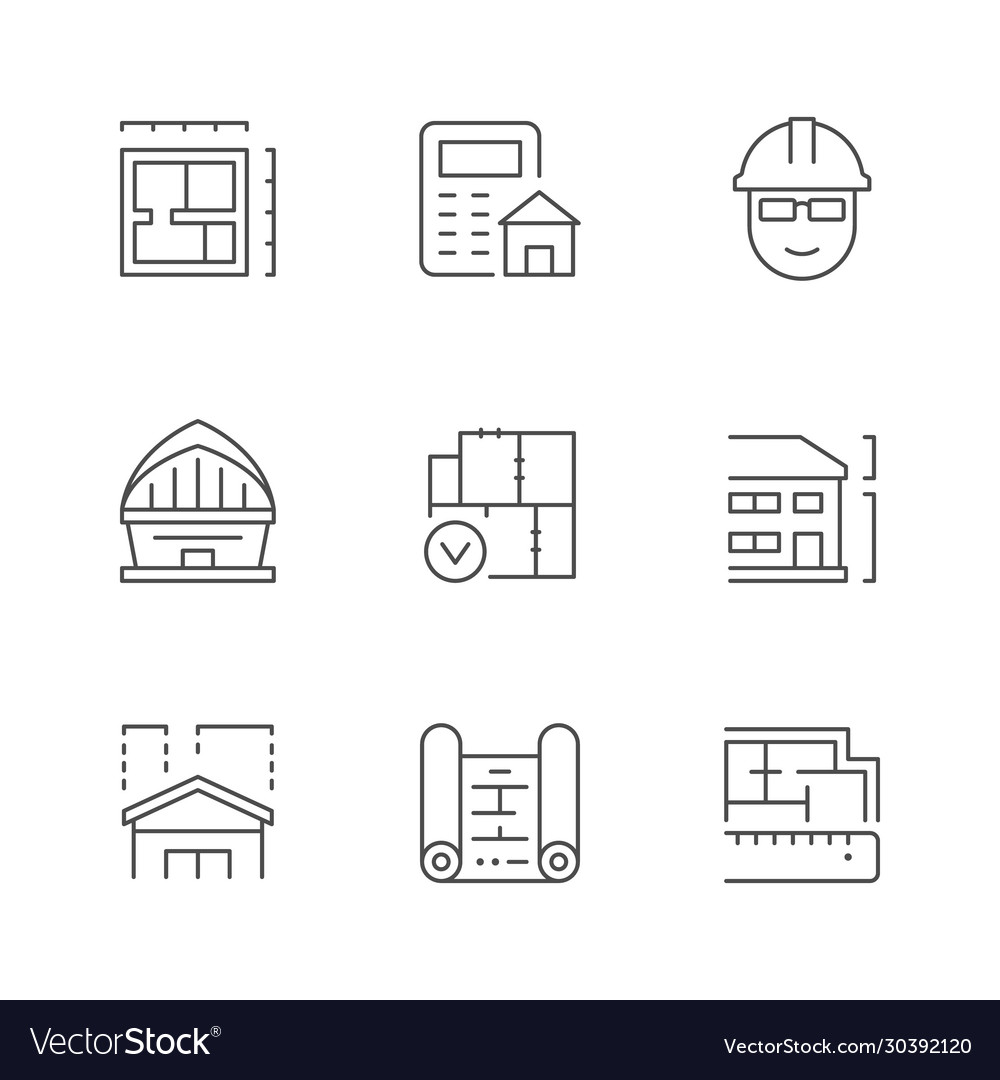 Set line icons architecture Royalty Free Vector Image