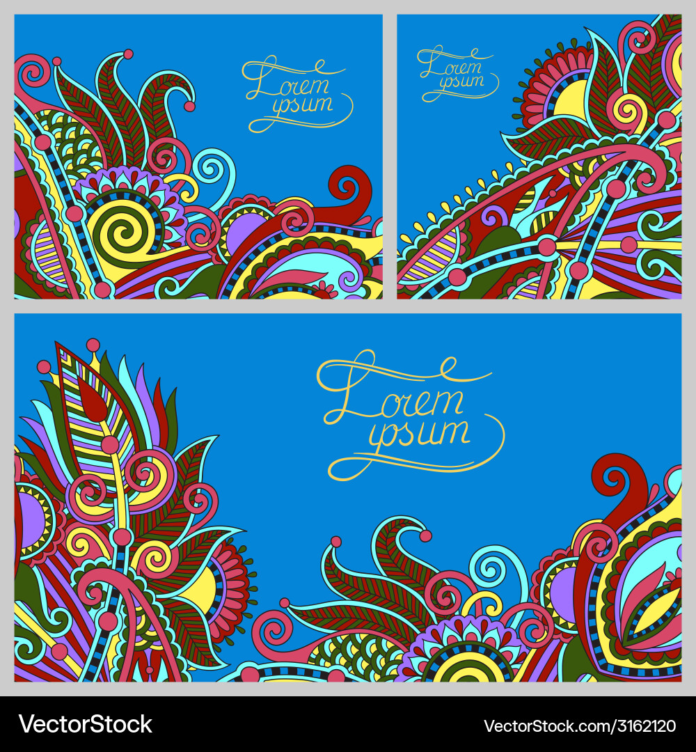 Set of floral decorative background template frame