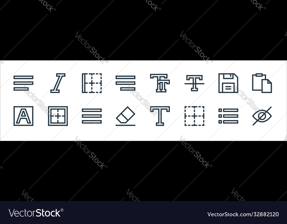 Text editor line icons linear set quality line Vector Image