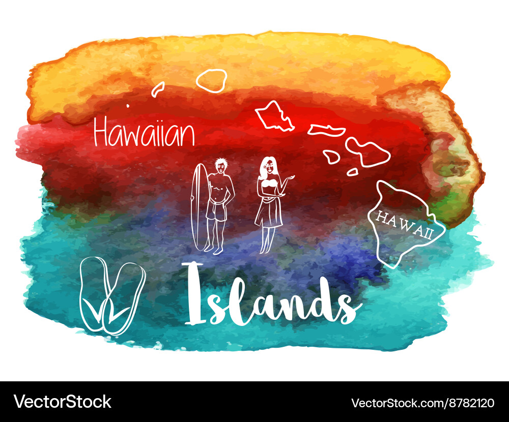 Watercolor hawaiian tropical graphic design Vector Image