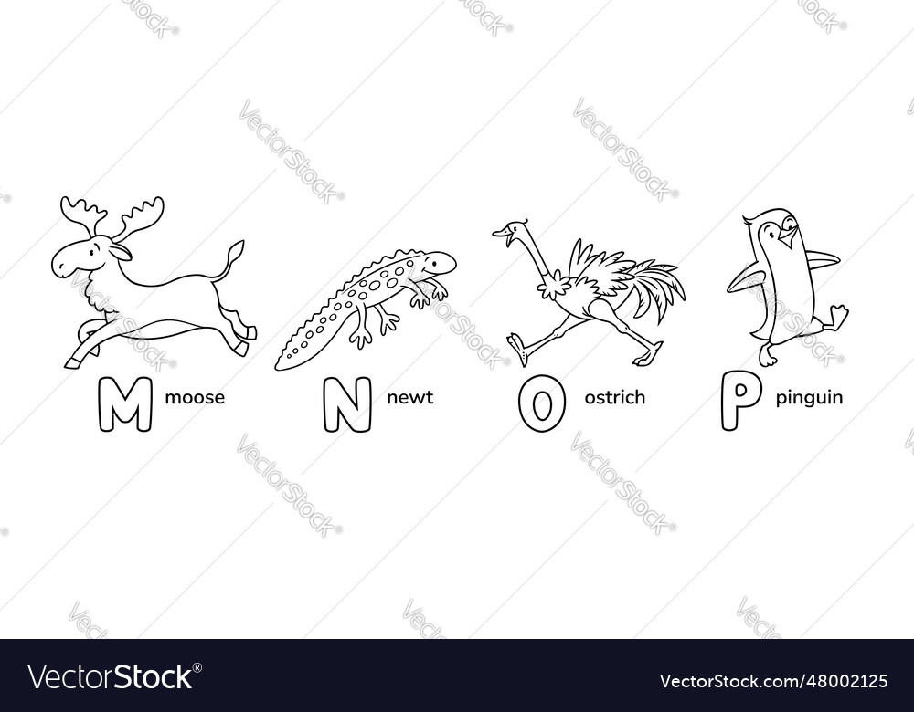 Animals abc coloring book for kids Royalty Free Vector Image