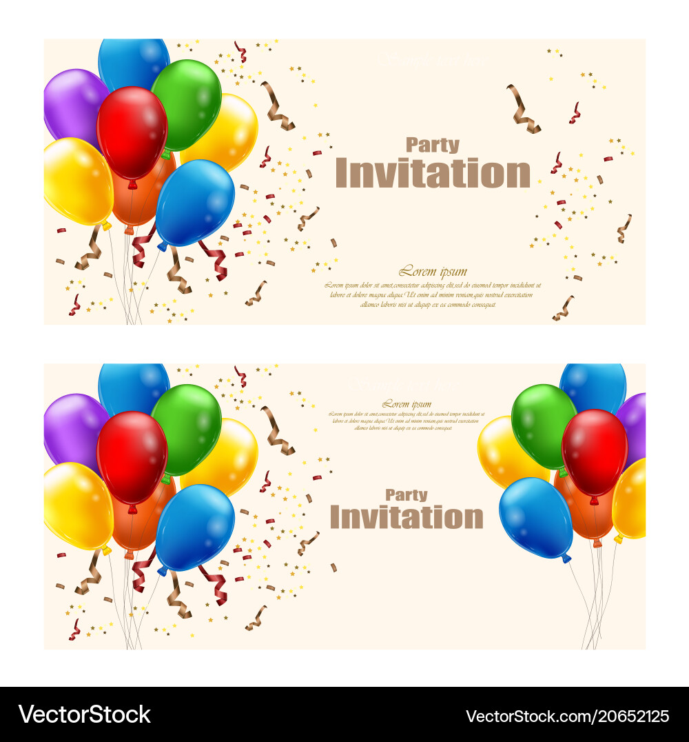 Balloons party invitation card celebrate Vector Image