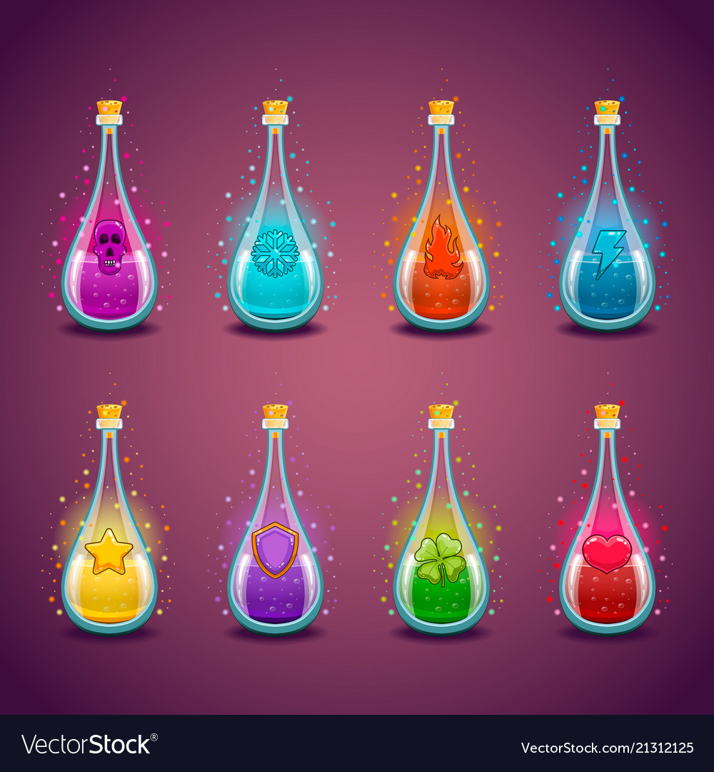 Big set with different luminous magic elixir Vector Image