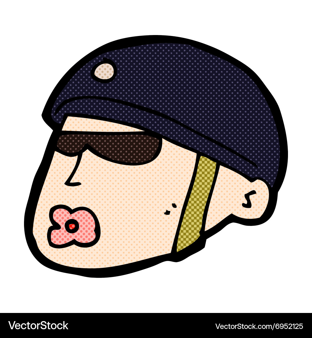 Comic cartoon policeman head Royalty Free Vector Image