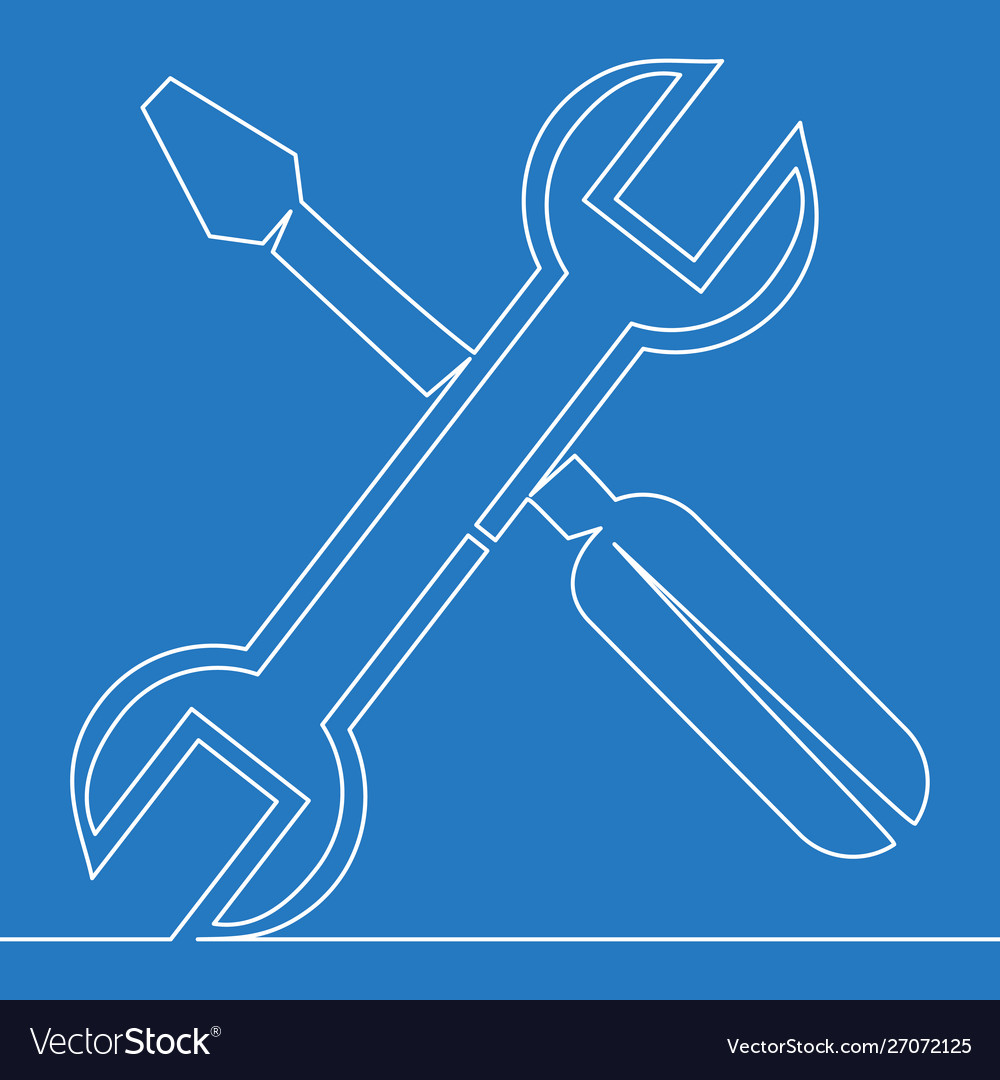 Continuous one line drawing instruments concept Vector Image