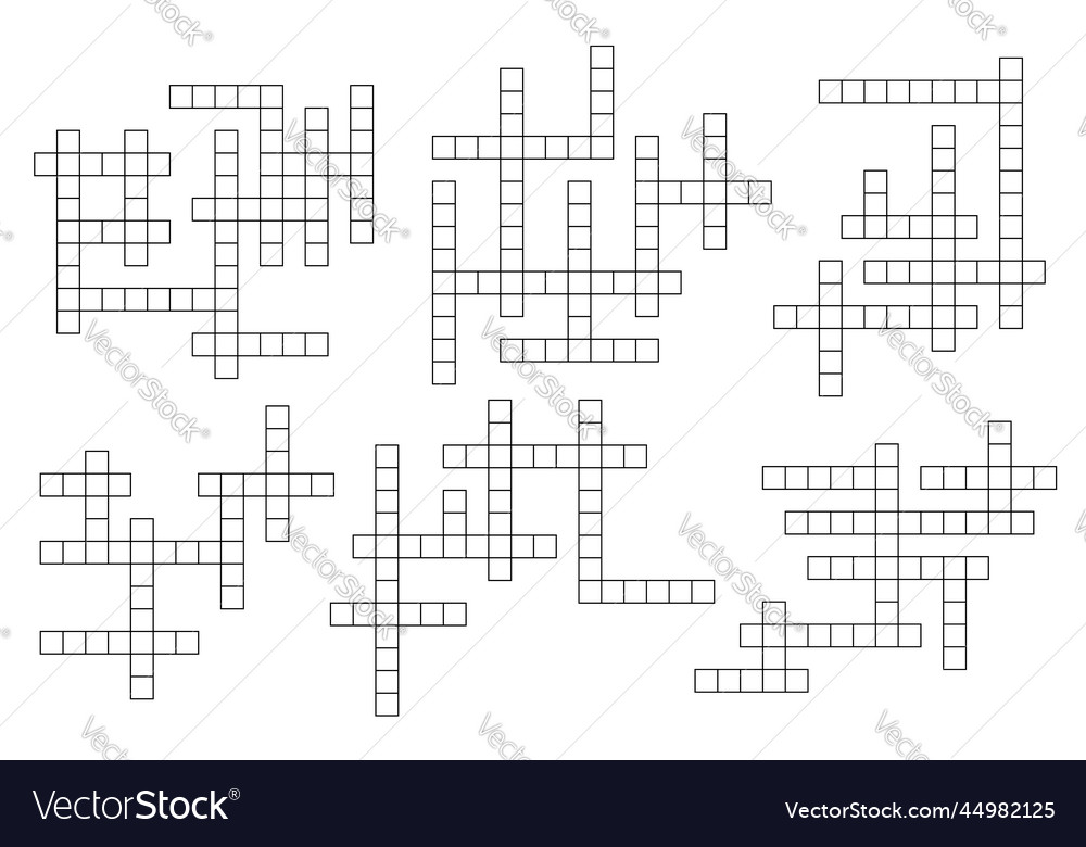 Crossword Game Grid Puzzle Quiz Template Vector Image