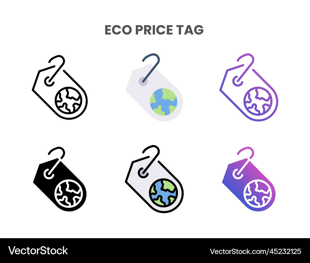 Eco price tag icons set with different styles Vector Image