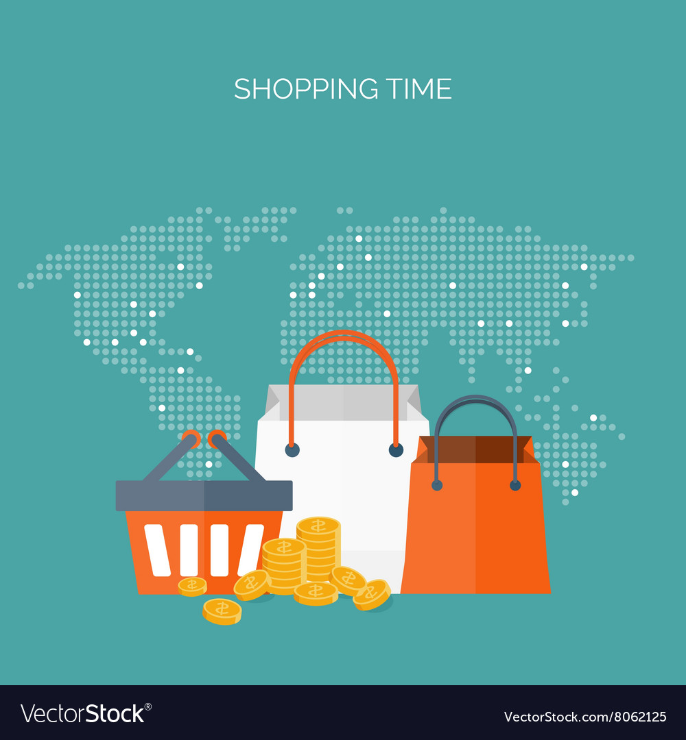 Flat header shopping web Royalty Free Vector Image