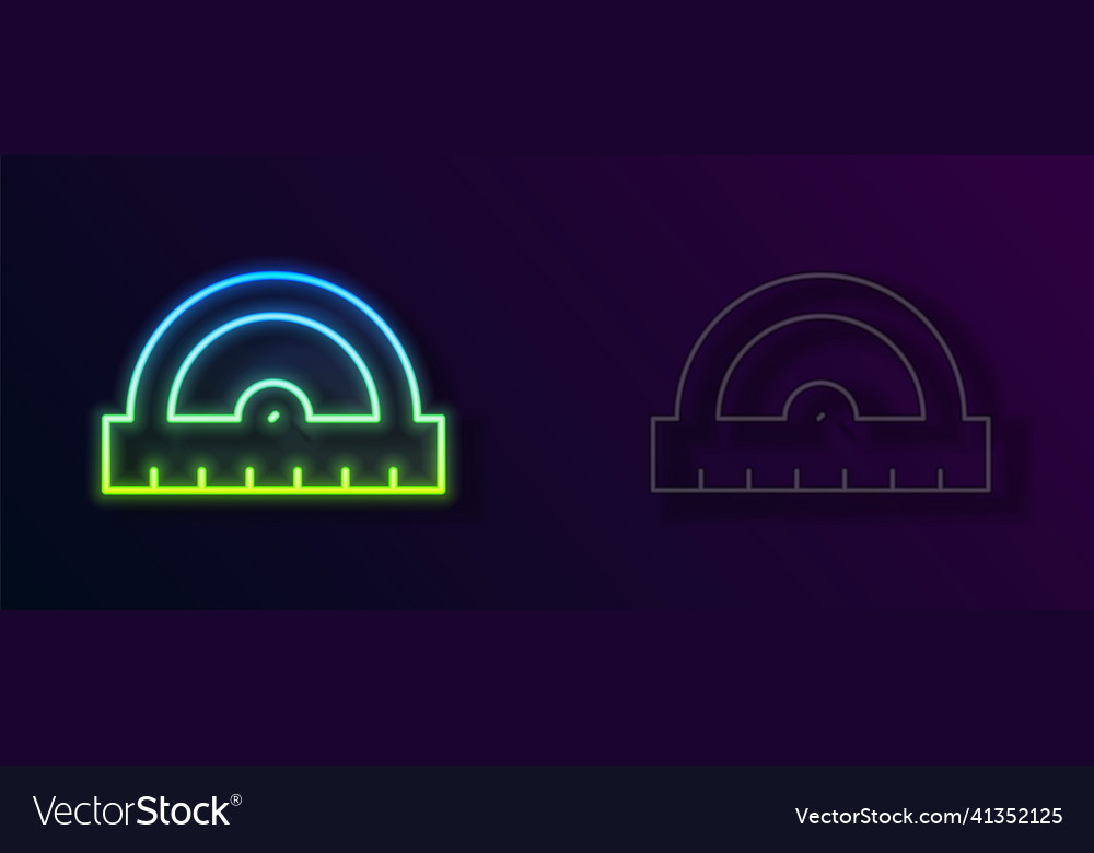 Glowing neon line protractor grid for measuring Vector Image Glowing neon line protractor grid for measuring Vector Image