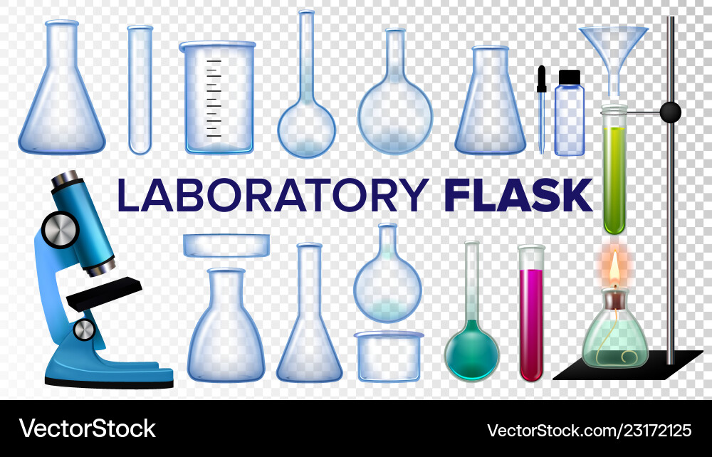 Laboratory flask set chemical glass Royalty Free Vector