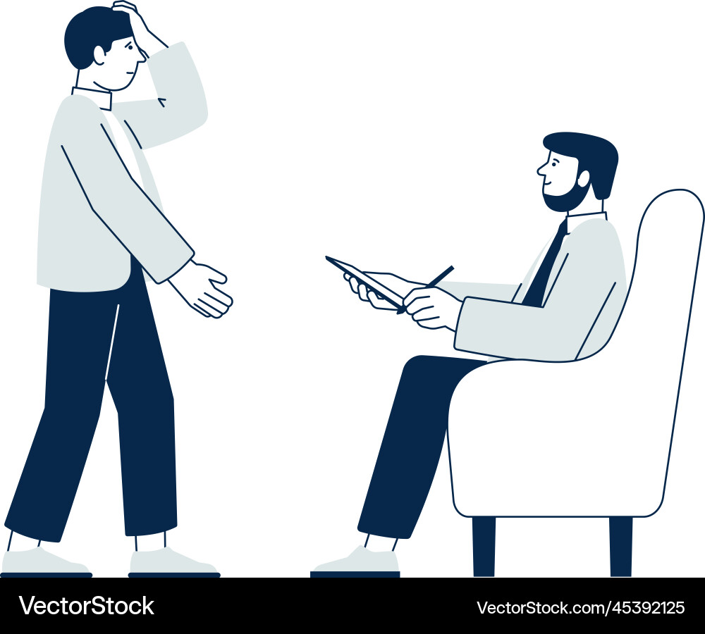 Man talking to therapist psychology support Vector Image