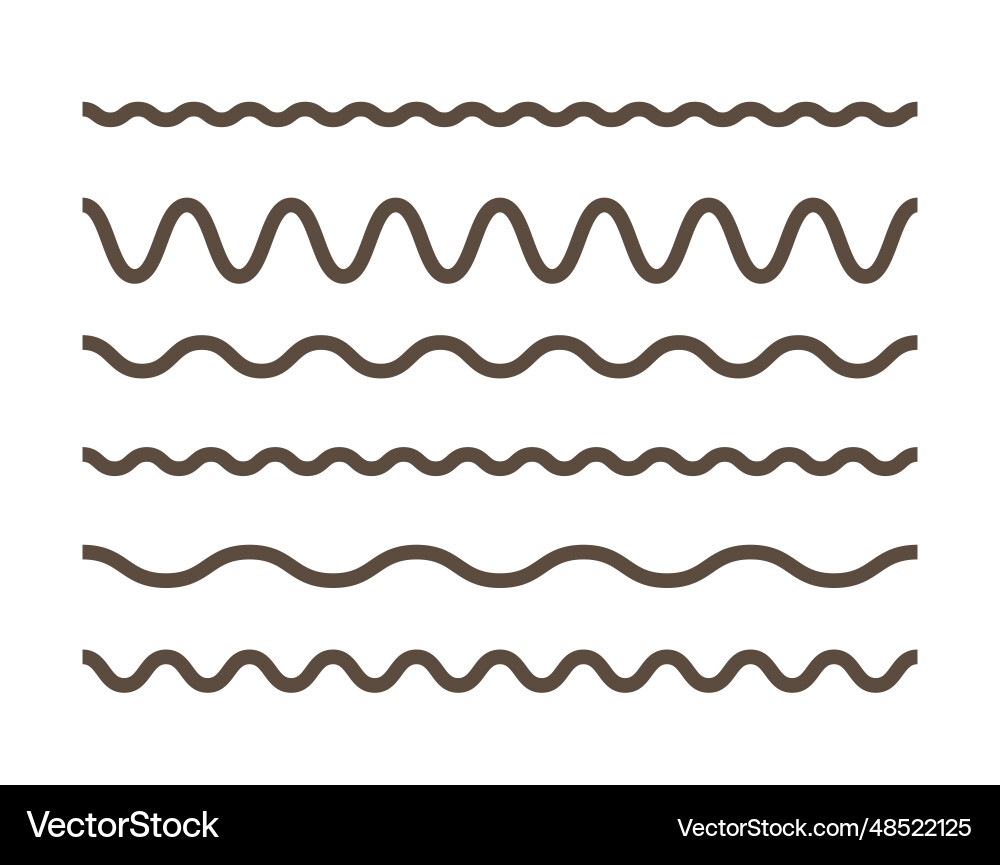 Marker wavy horisontal line set in white Vector Image
