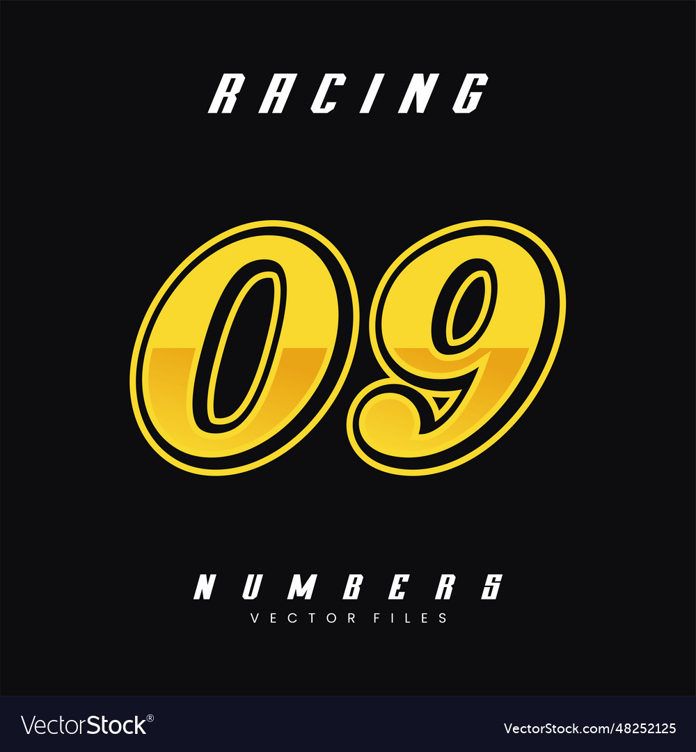 Racing number 9 design template Royalty Free Vector Image