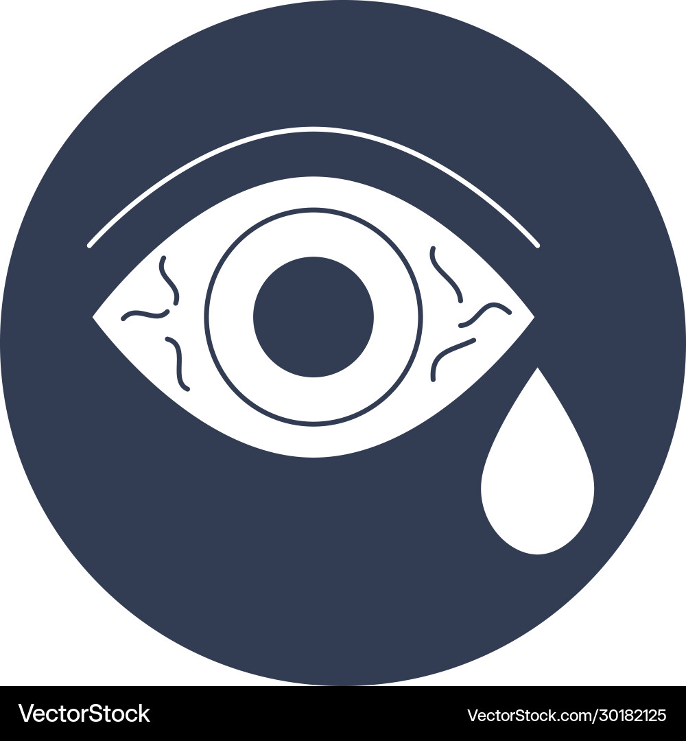 Sick eyes and tear icon block style Royalty Free Vector