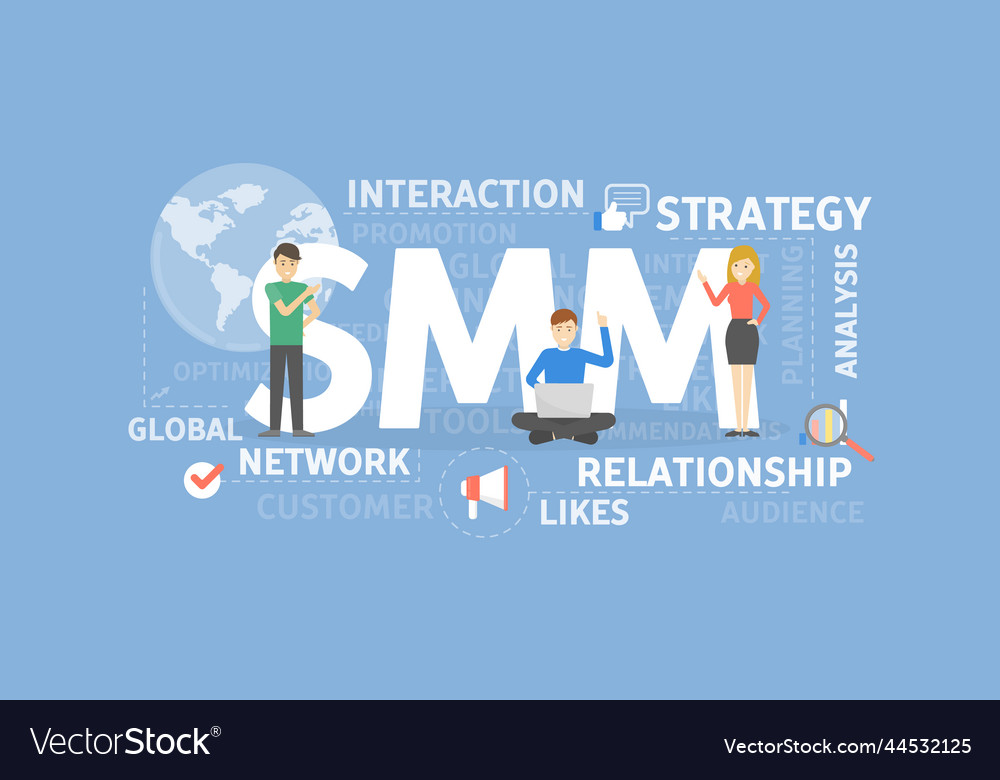 Smm concept Royalty Free Vector Image - VectorStock