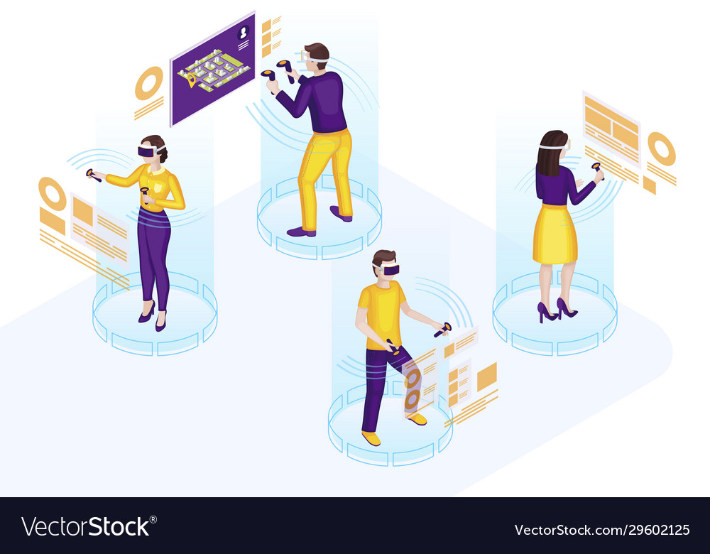 Vr technology isometric Royalty Free Vector Image