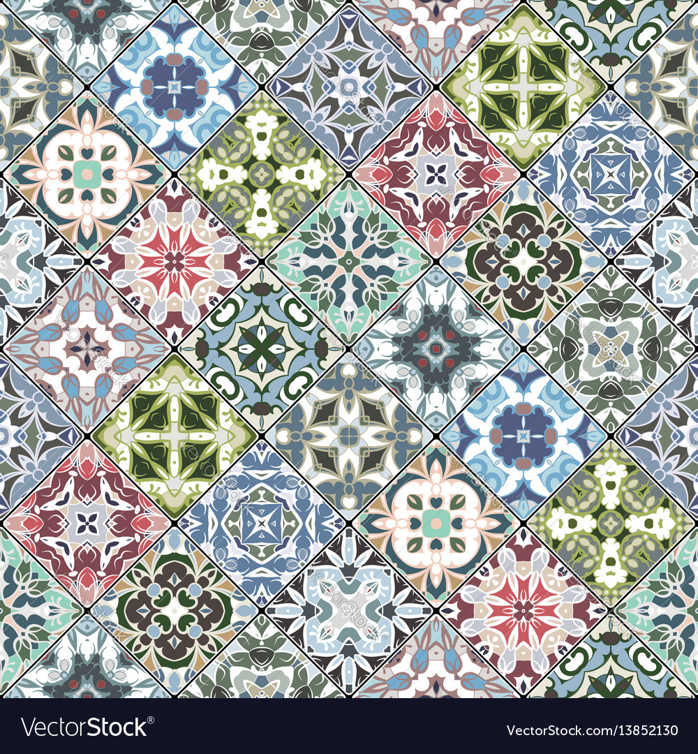 Abstract patterns in the mosaic set Royalty Free Vector