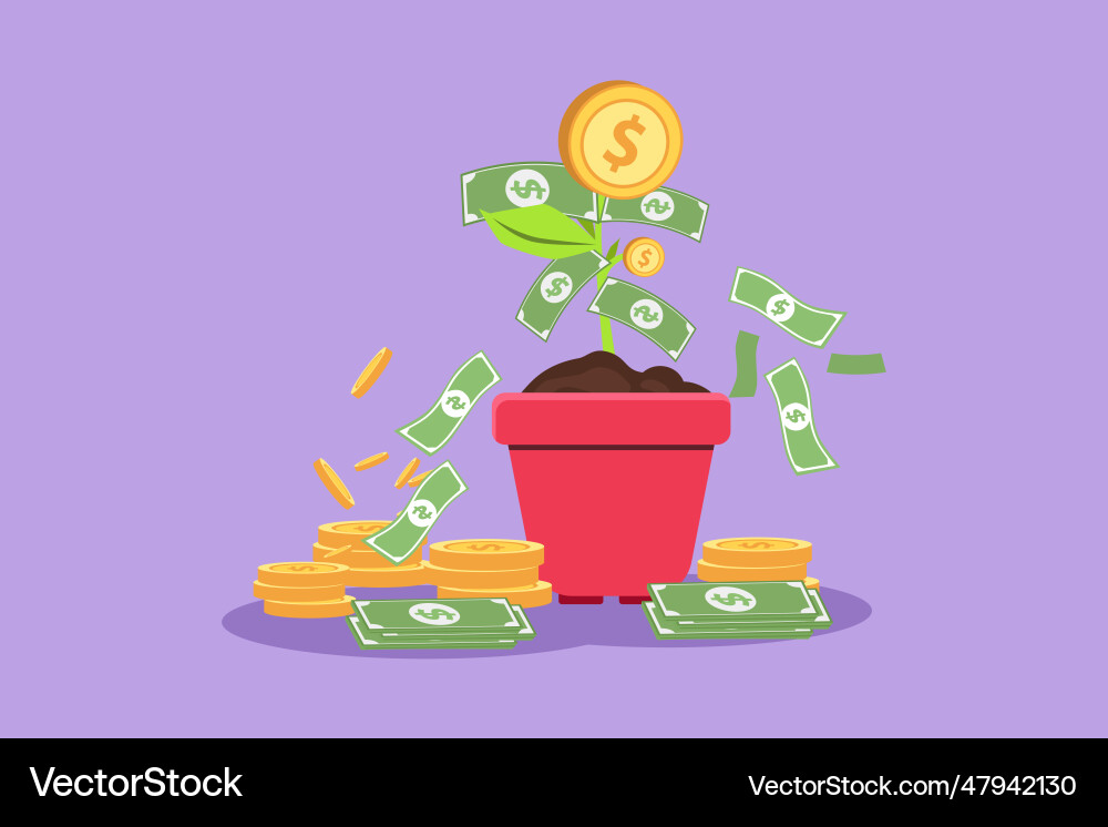 Cartoon flat style drawing money tree logo icon Vector Image