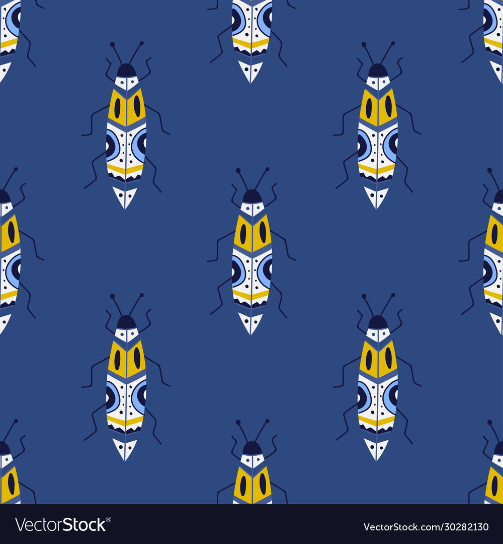 Colorful beetle seamless pattern Royalty Free Vector Image