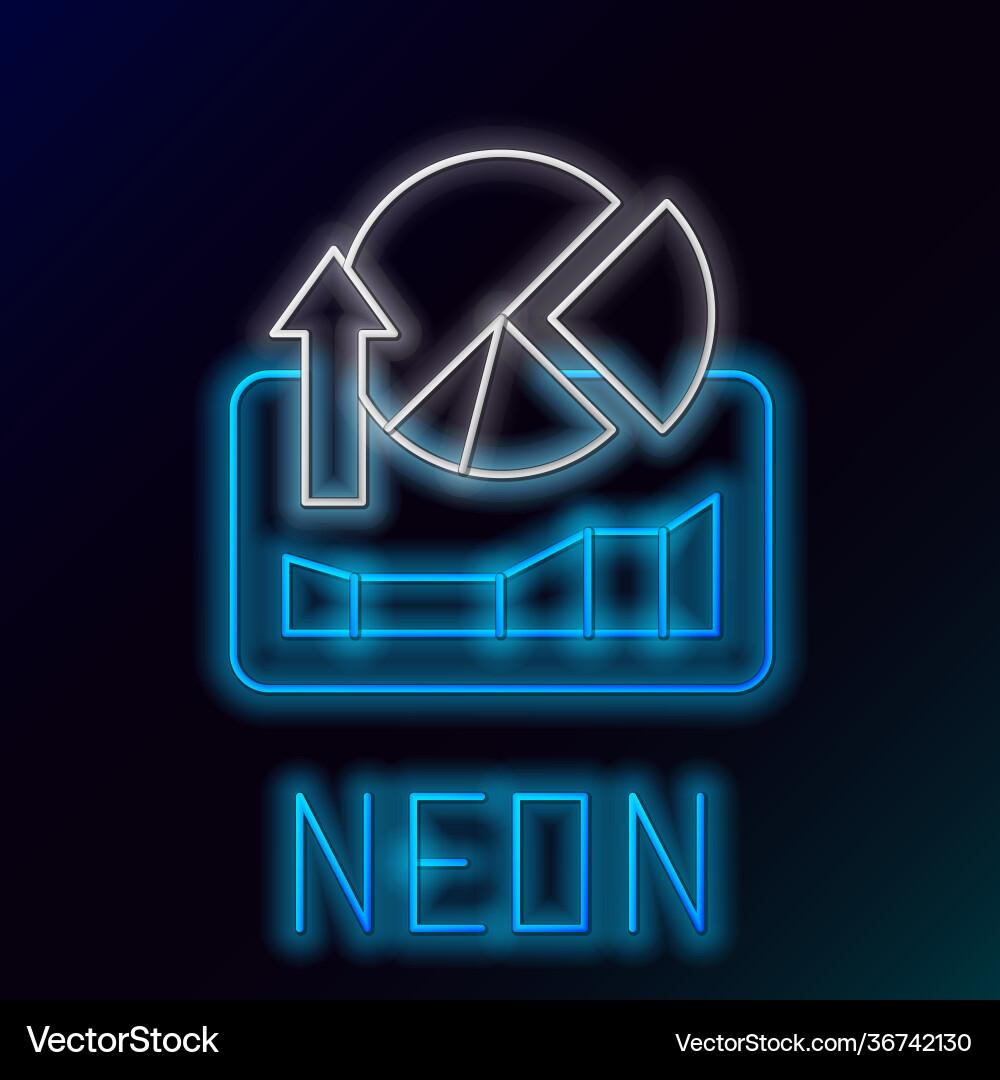 Glowing neon line stocks market growth graphs Vector Image
