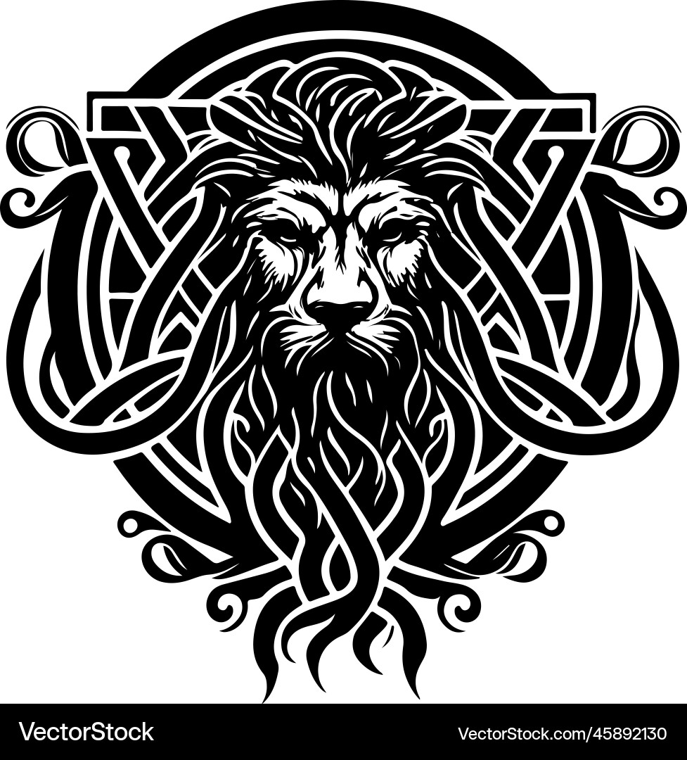 Lion ethnic graphic style with celtic ornaments Vector Image