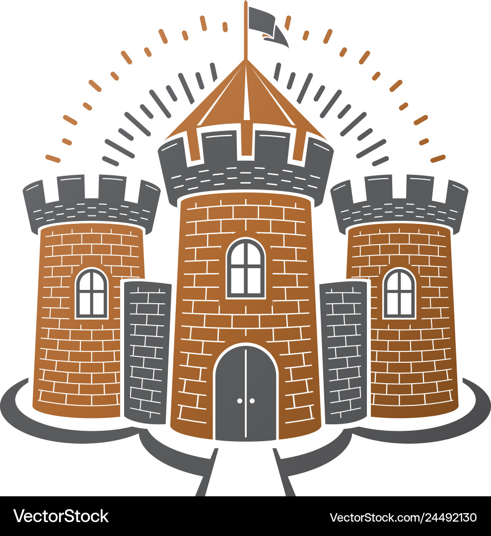 Medieval fortress decorative isolated retro fort Vector Image