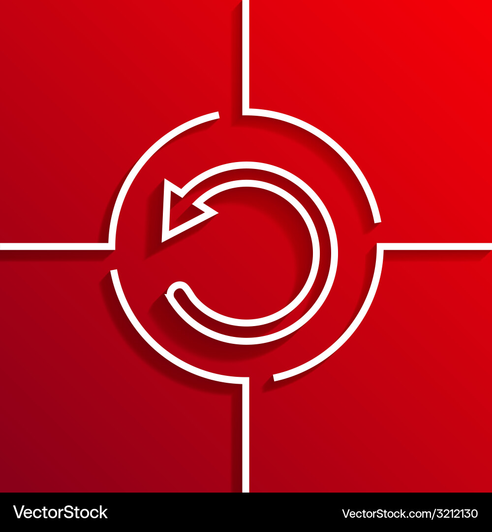 Modern white circle icon on red background Vector Image