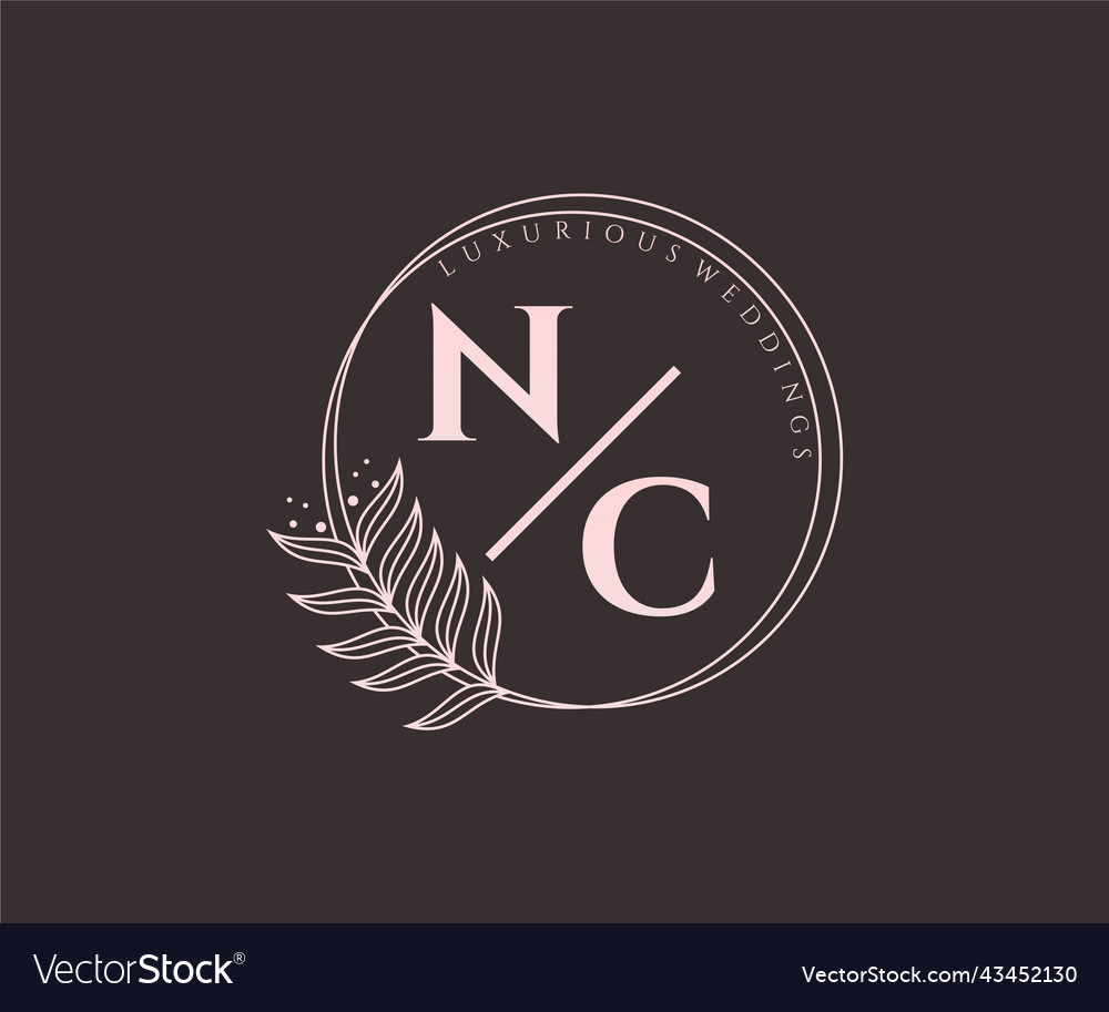 Nc initials letter wedding monogram logos Vector Image