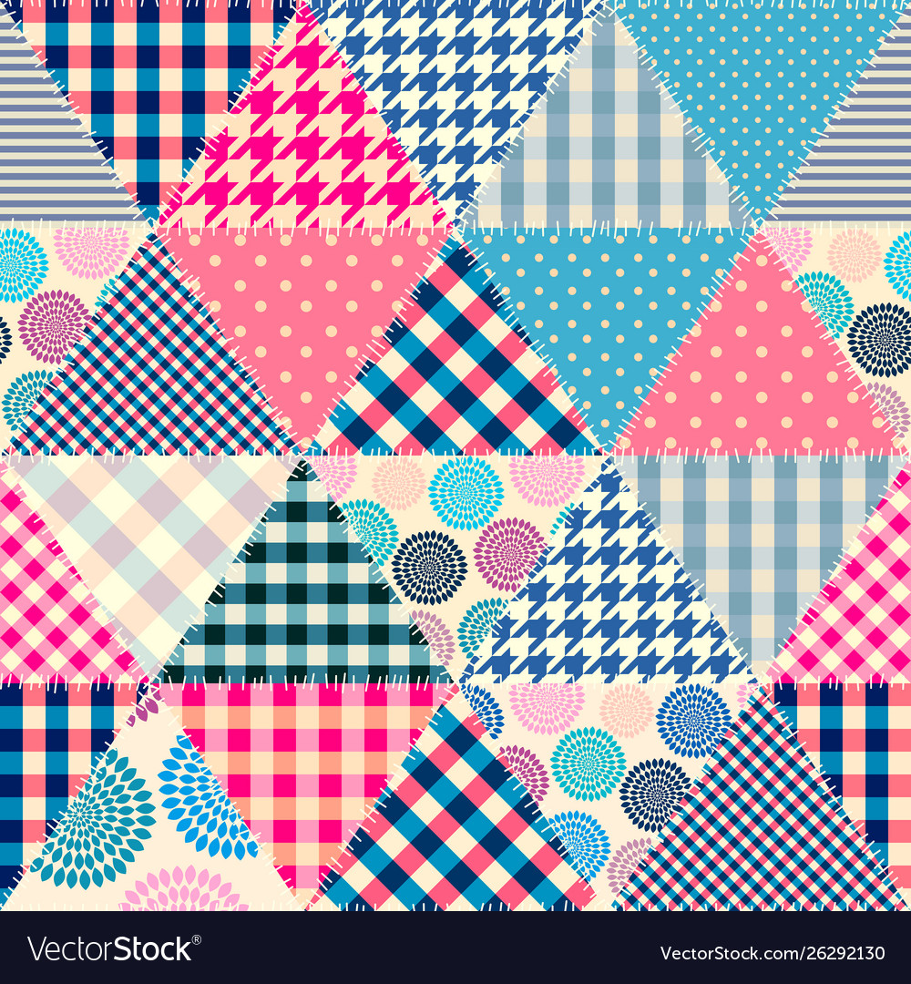 Patchwork textile pattern seamless quilting Vector Image